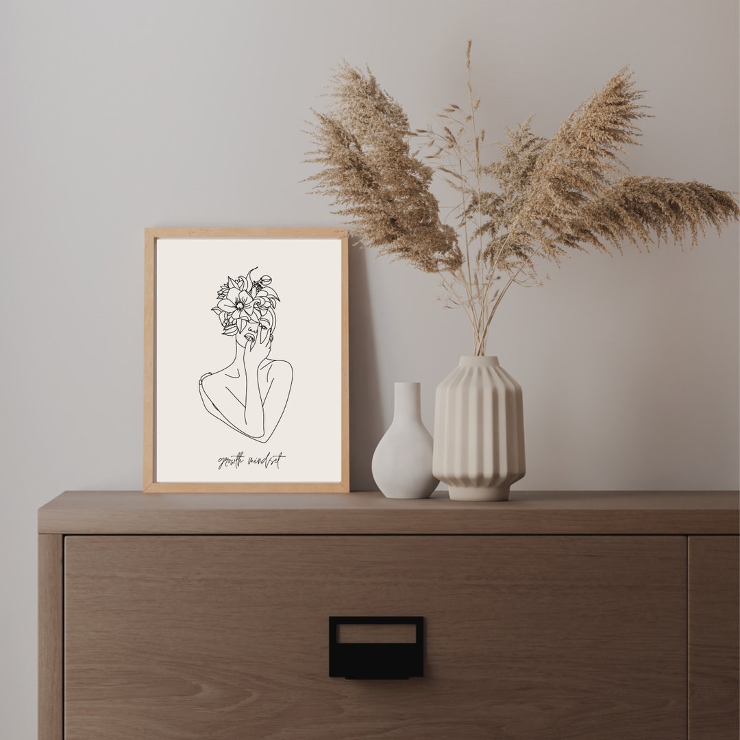 Taupe Growth Mindset, Aesthetic Quote Wall Art, Minimalist Wall Decor ...
