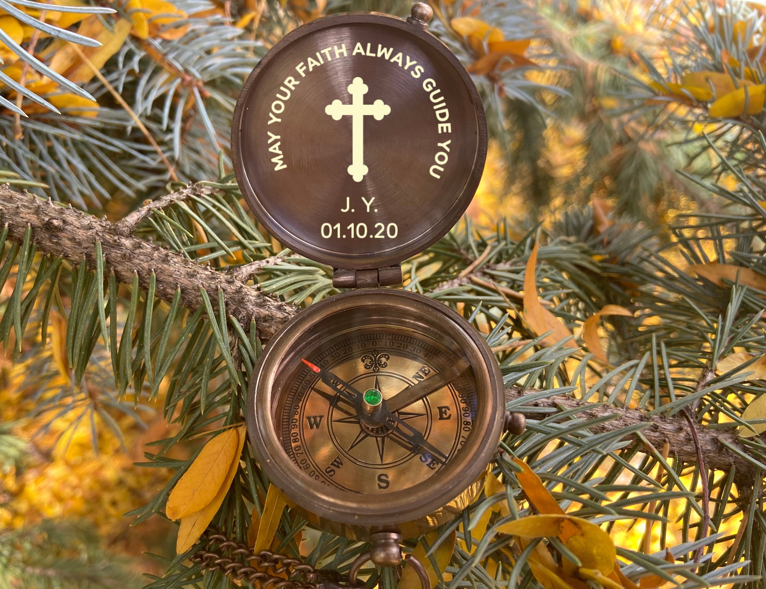 Baptism Compass, First Holy Communion Compass, Engraved Compass for ...