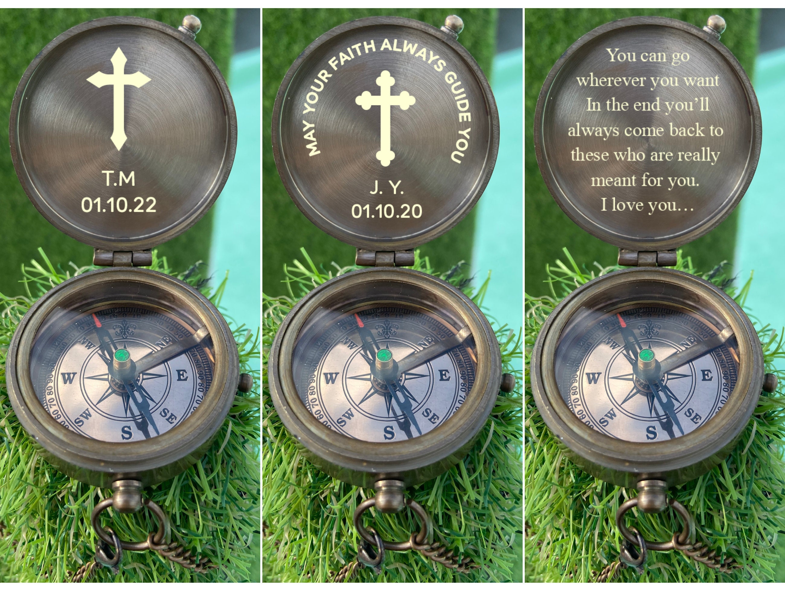 Baptism Compass, First Holy Communion Compass, Engraved Compass for ...