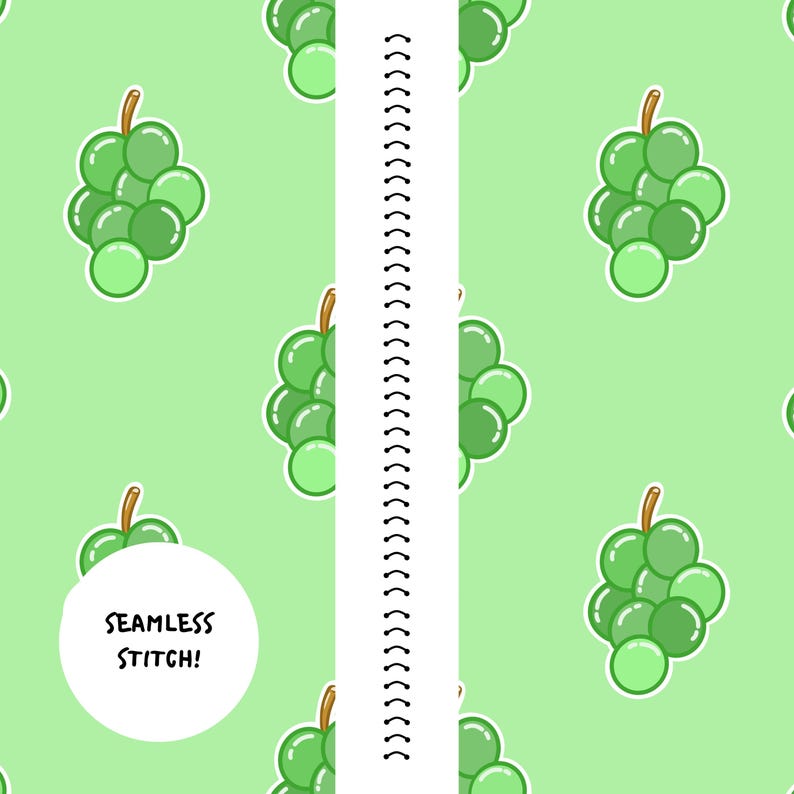 Sweet Vine Green Grape Seamless Pattern, Hand-drawn Fruit Digital Paper ...
