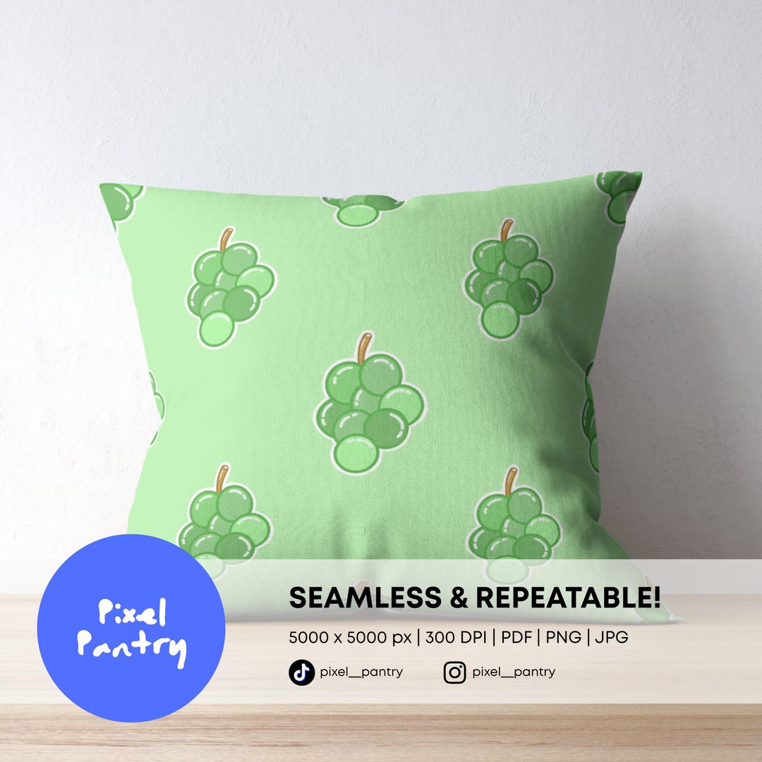 Sweet Vine Green Grape Seamless Pattern, Hand-drawn Fruit Digital Paper ...
