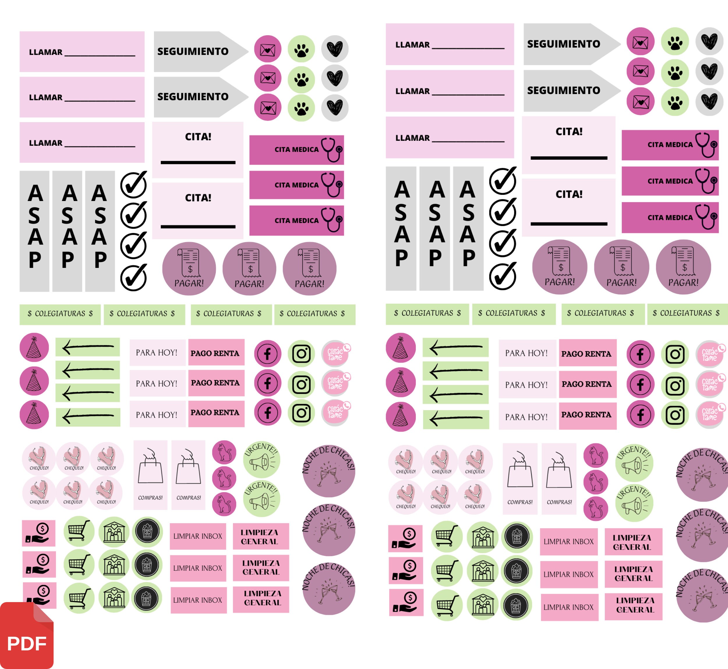 98 Women's Stickers/ for Diaries or Planners/ 4 Sheets to Print on ...