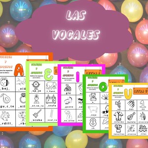 Worksheets to Learn the Vowels 5 Sheets T/8.5 X 11 in , Spanish for ...