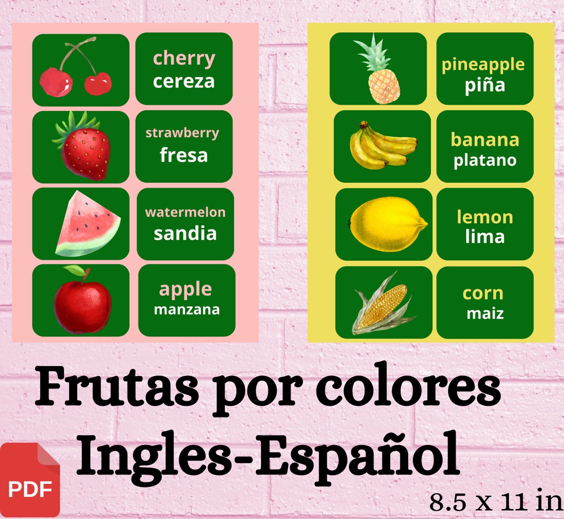 Cards Let's Learn the Fruits by Colors 20 Fruits 8.5 X 11in /digital ...