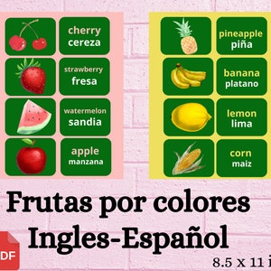 Cards Let's Learn the Fruits by Colors 20 Fruits 8.5 X 11in /digital ...