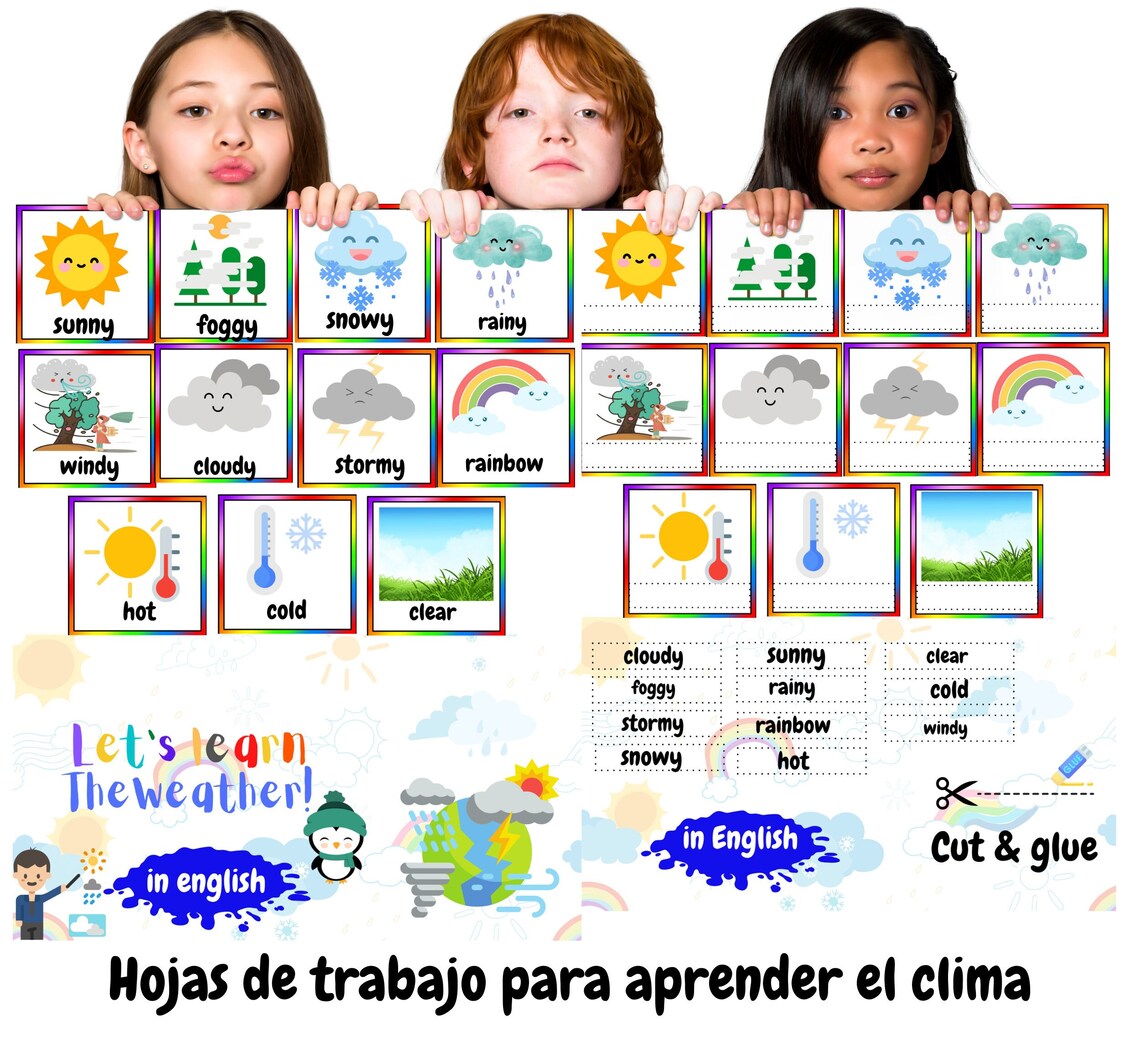 Printable Worksheets / Let's Learn the Weather/ Kids/ 4 Sheets PDF ...