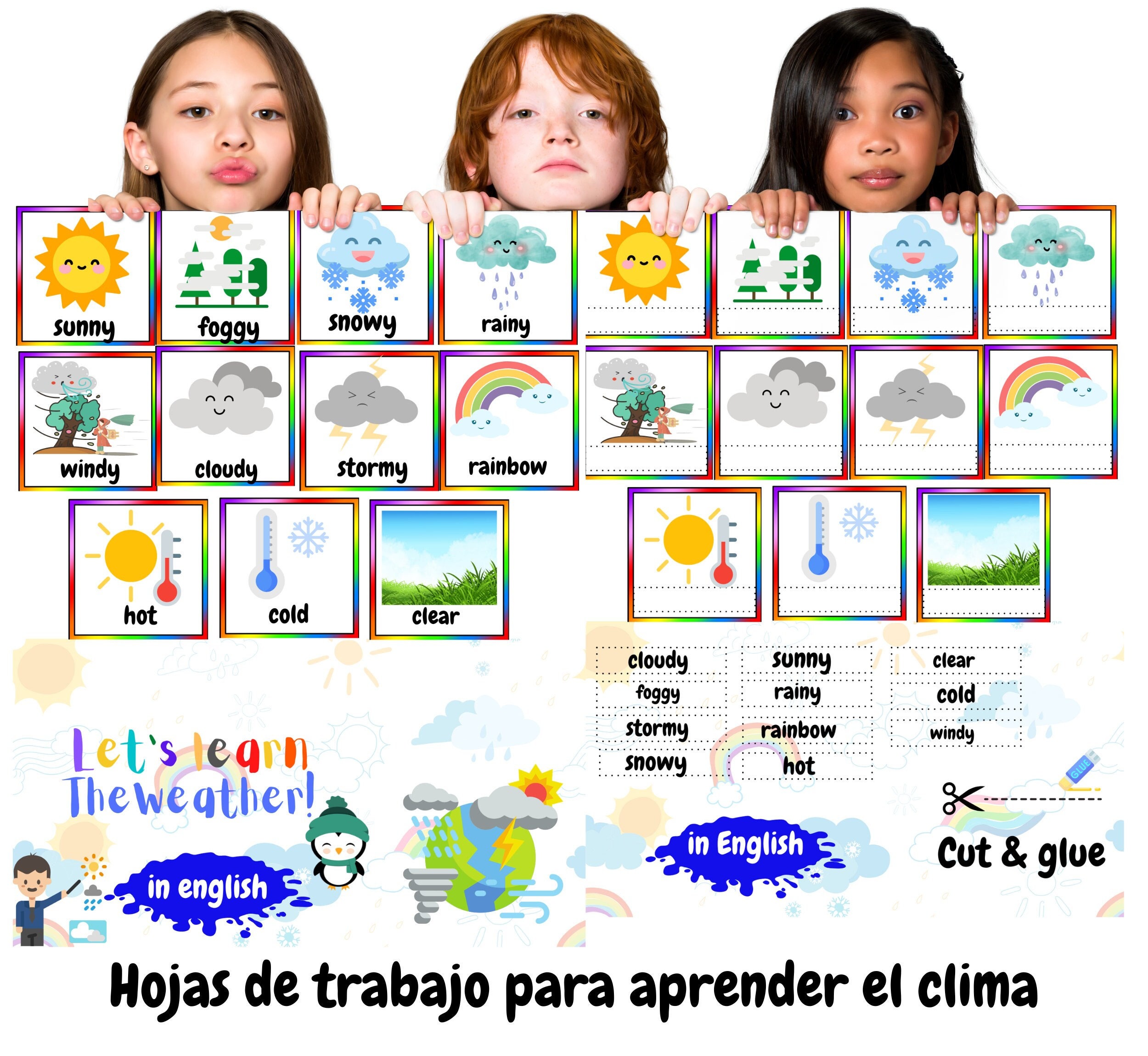 Printable Worksheets / Let's Learn the Weather/ Kids/ 4 Sheets PDF ...