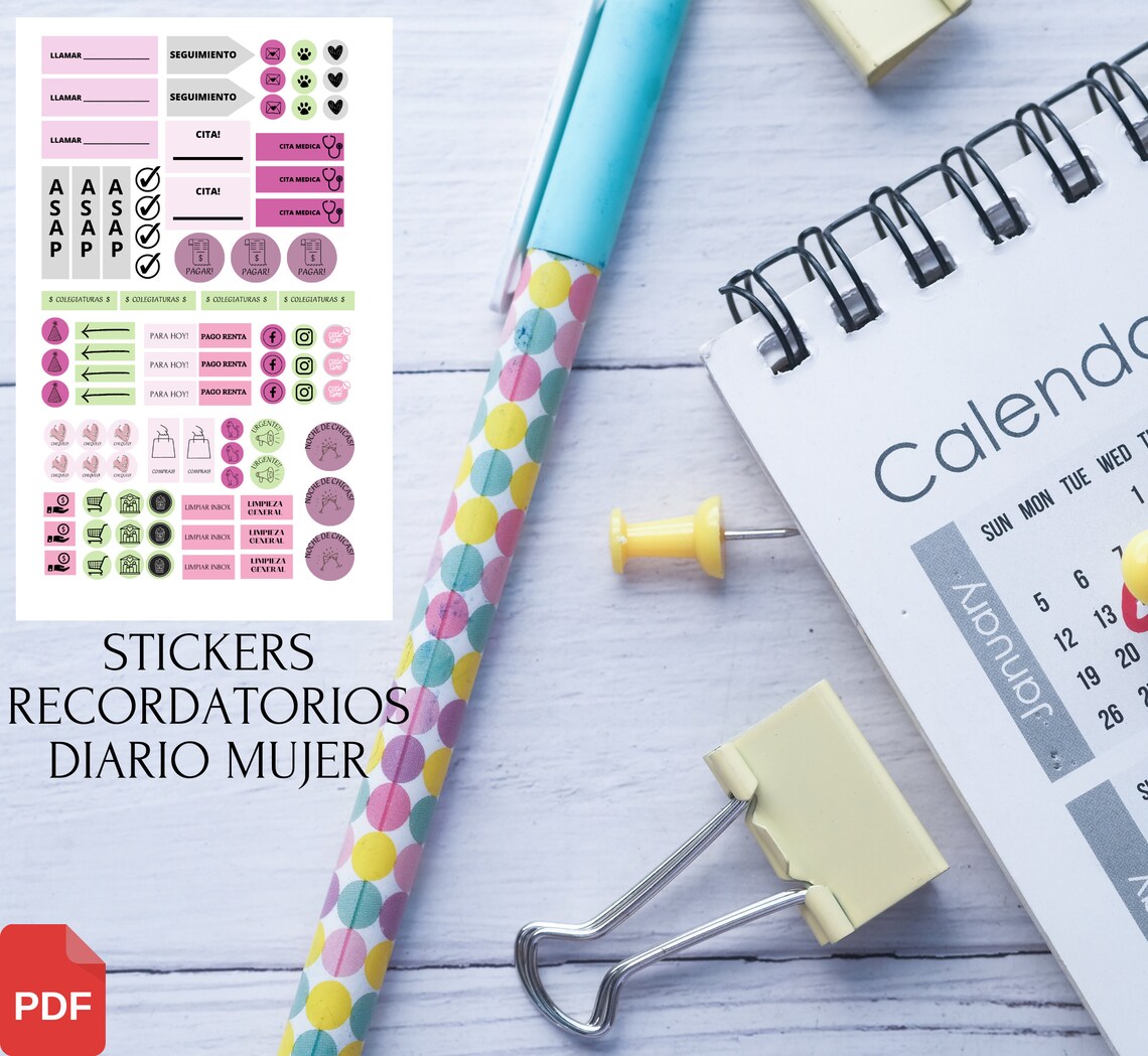 98 Women's Stickers/ for Diaries or Planners/ 4 Sheets to Print on ...