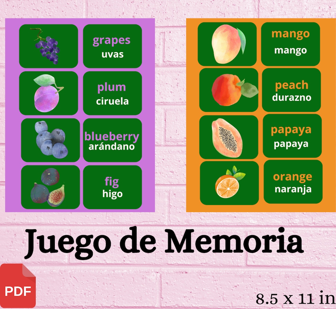 Cards Let's Learn the Fruits by Colors 20 Fruits 8.5 X 11in /digital ...