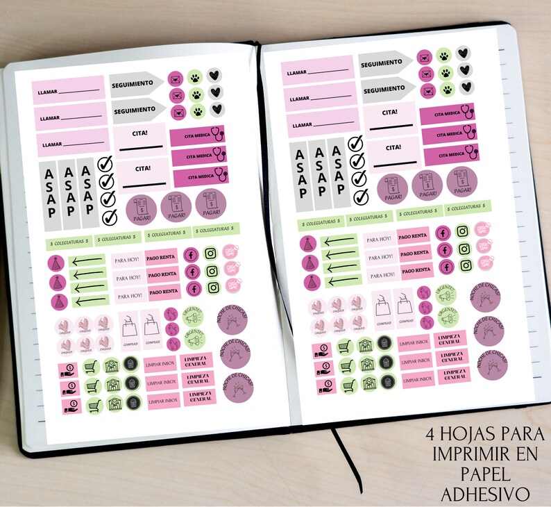 98 Women's Stickers/ for Diaries or Planners/ 4 Sheets to Print on ...