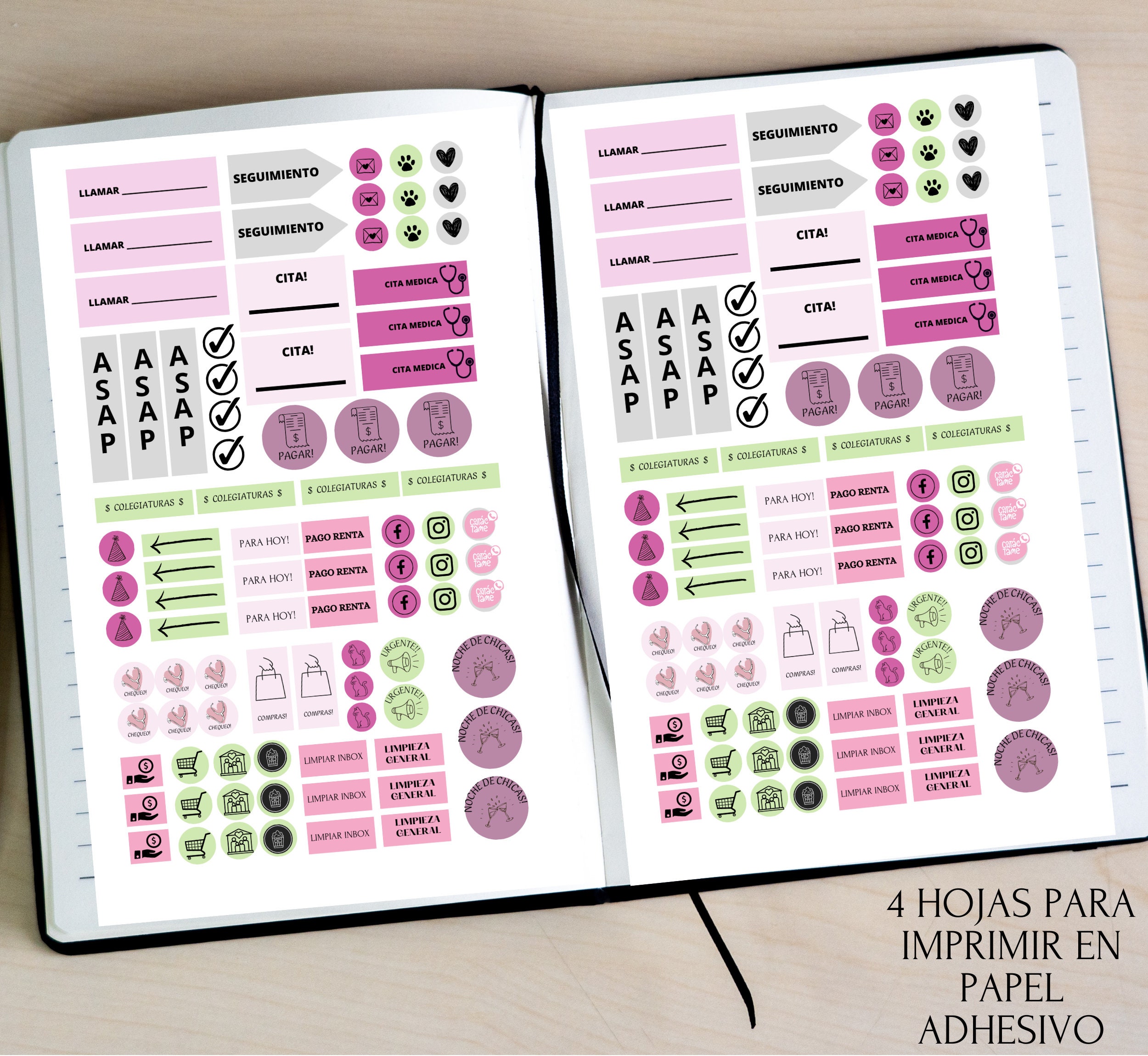 98 Women's Stickers/ for Diaries or Planners/ 4 Sheets to Print on ...