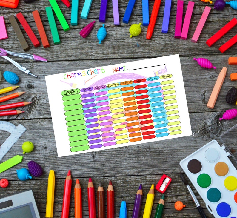 Printable Chore Chart for Kids, 8.5 X 14 in (legal Size) 2 Sheets of ...