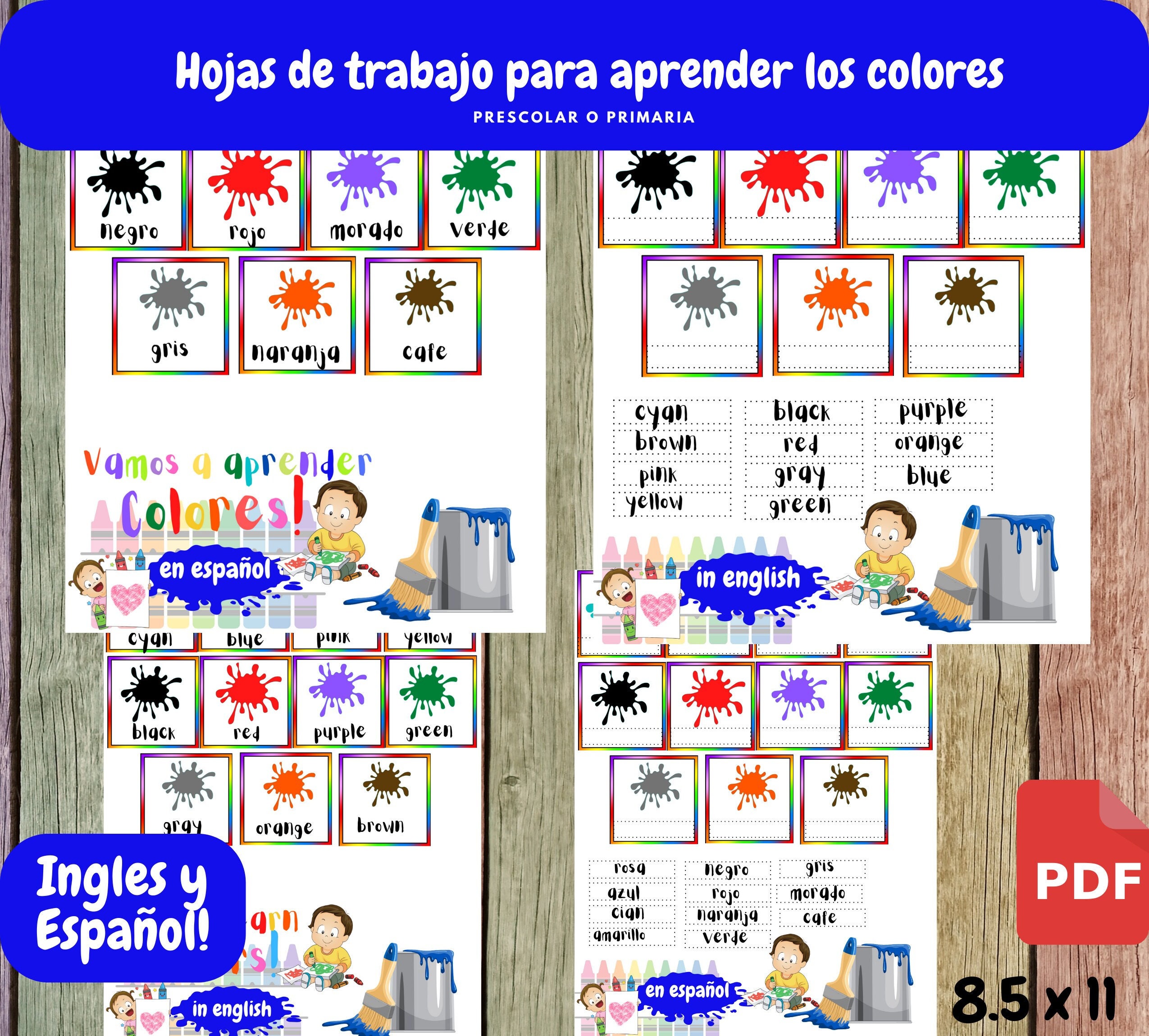Worksheets to Learn Colors in English / Children / 8.5 X 11 in 4 Sheets ...