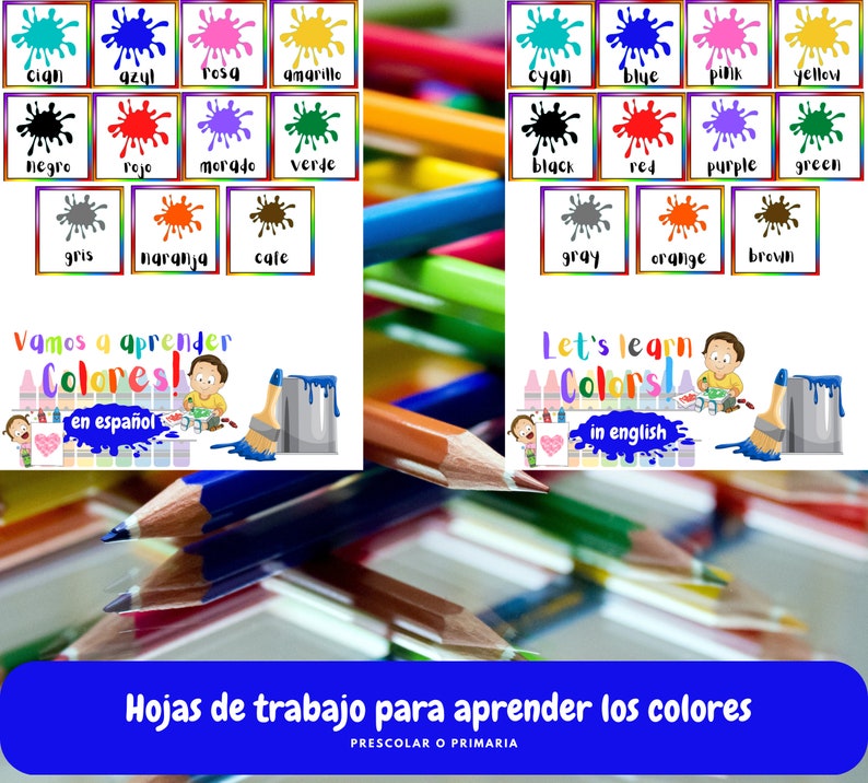 Worksheets to Learn Colors in English / Children / 8.5 X 11 in 4 Sheets ...