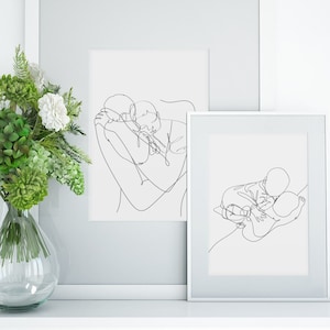 Double Trouble, Twin Babies Line Drawing, Nursery Prints, Baby Decor ...