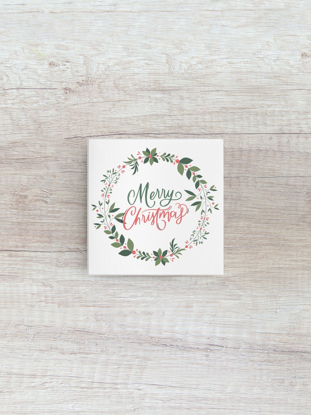 Merry Christmas Wreath Square Print, Custom Wall Art Print, Digital ...