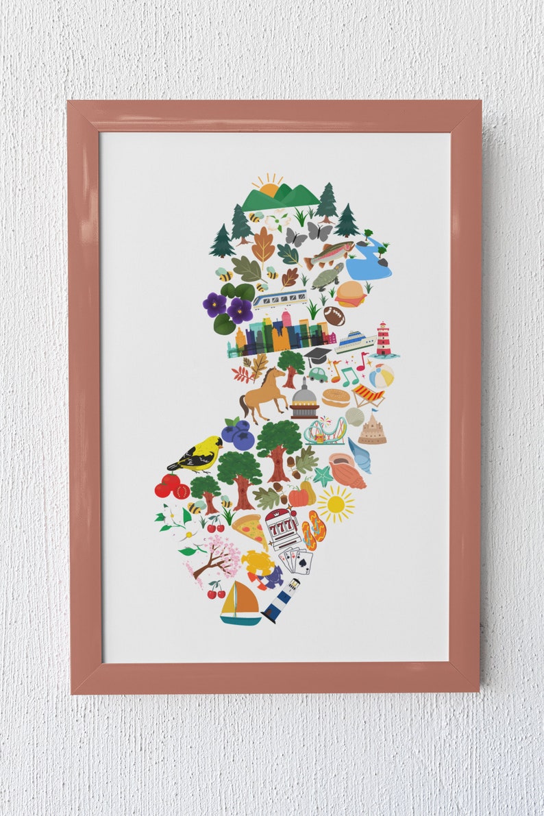 State Map Prints, New Jersey Print, Home State Art, Going Away Gift ...