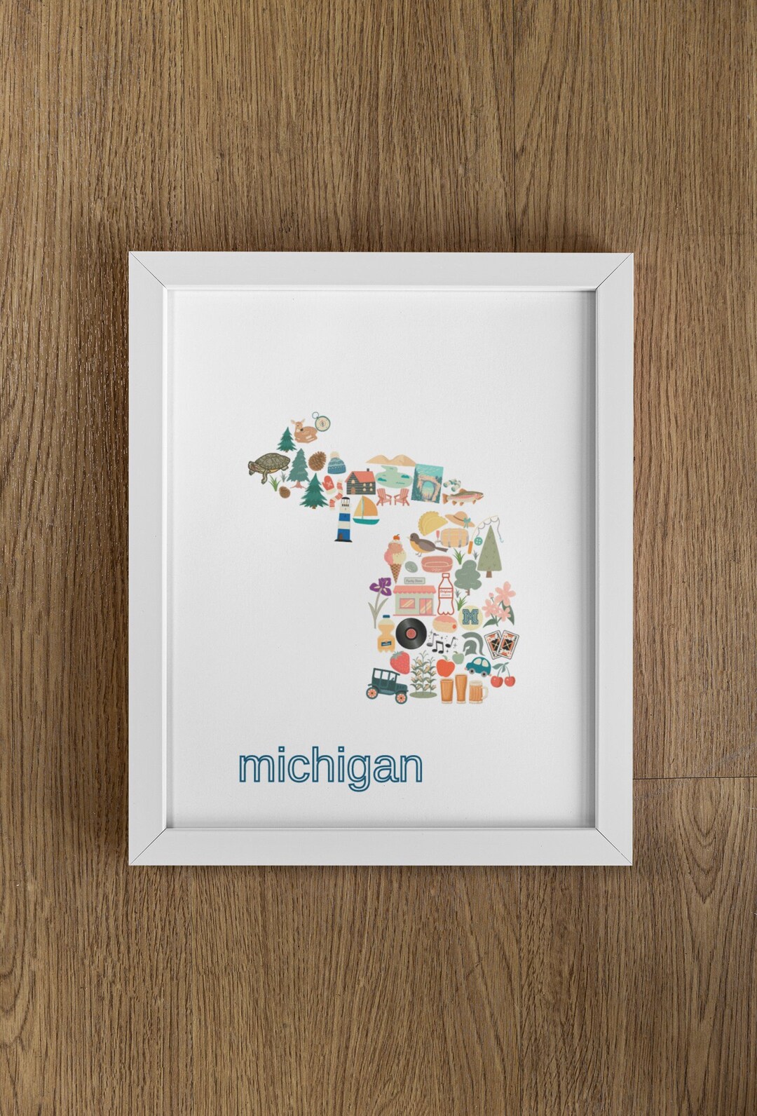 State Map Prints, Michigan Print, Home State Art, Going Away Gift ...
