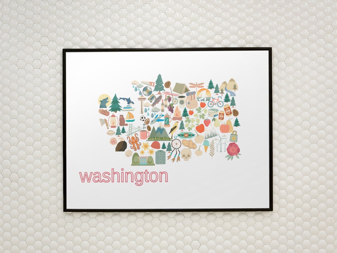 State Map Prints, Washington Print, Home State Art, Going Away Gift ...