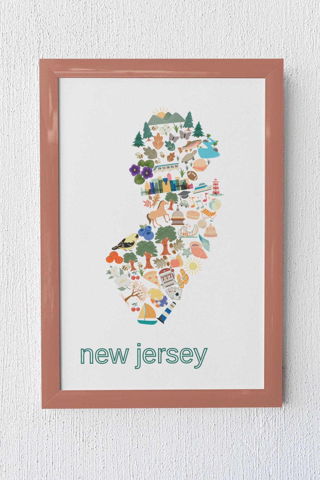 State Map Prints, New Jersey Print, Home State Art, Going Away Gift ...