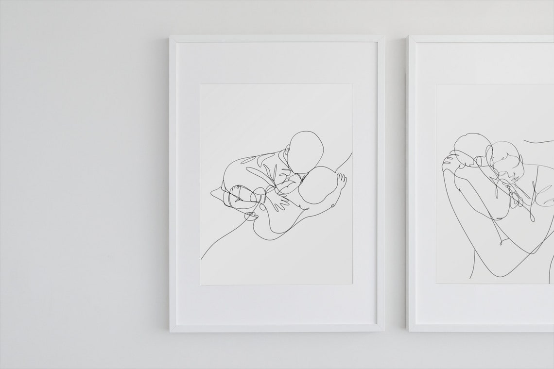 Double Trouble, Twin Babies Line Drawing, Nursery Prints, Baby Decor ...