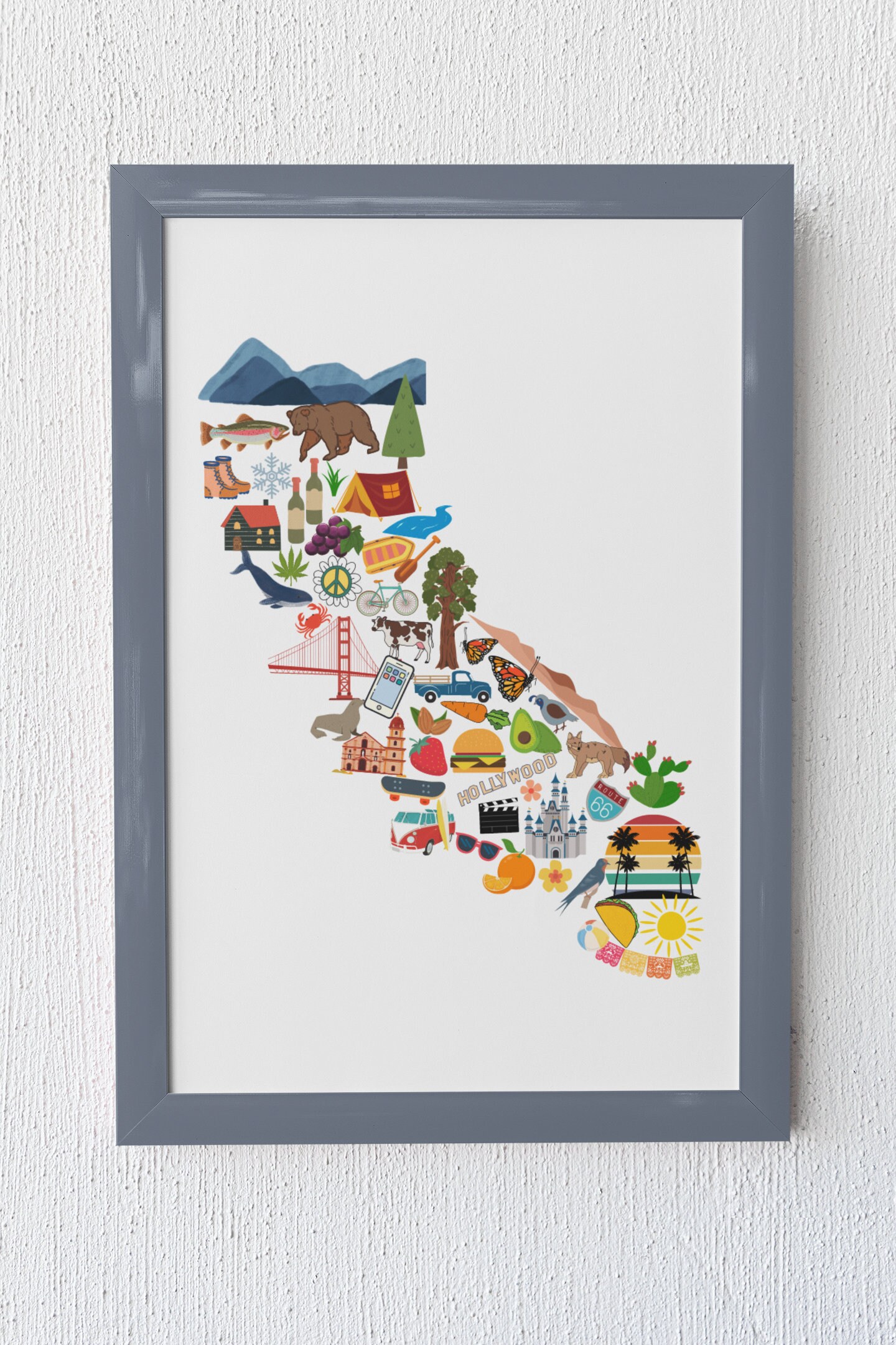 State Map Prints, California Print, Home State Art, Going Away Gift ...