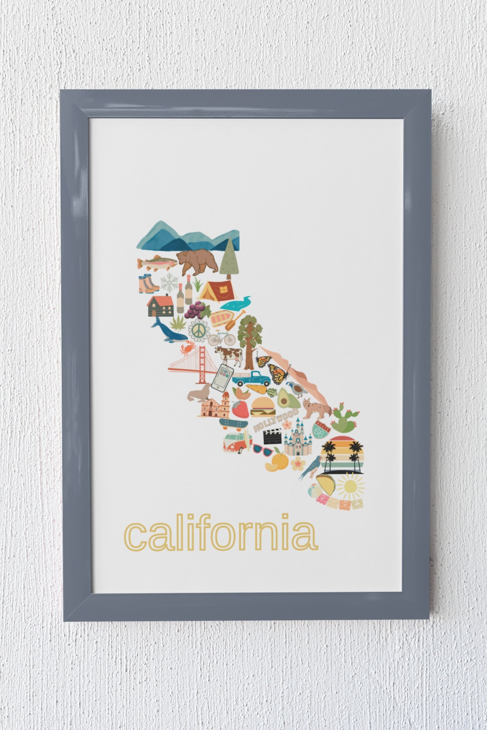 State Map Prints, California Print, Home State Art, Going Away Gift ...