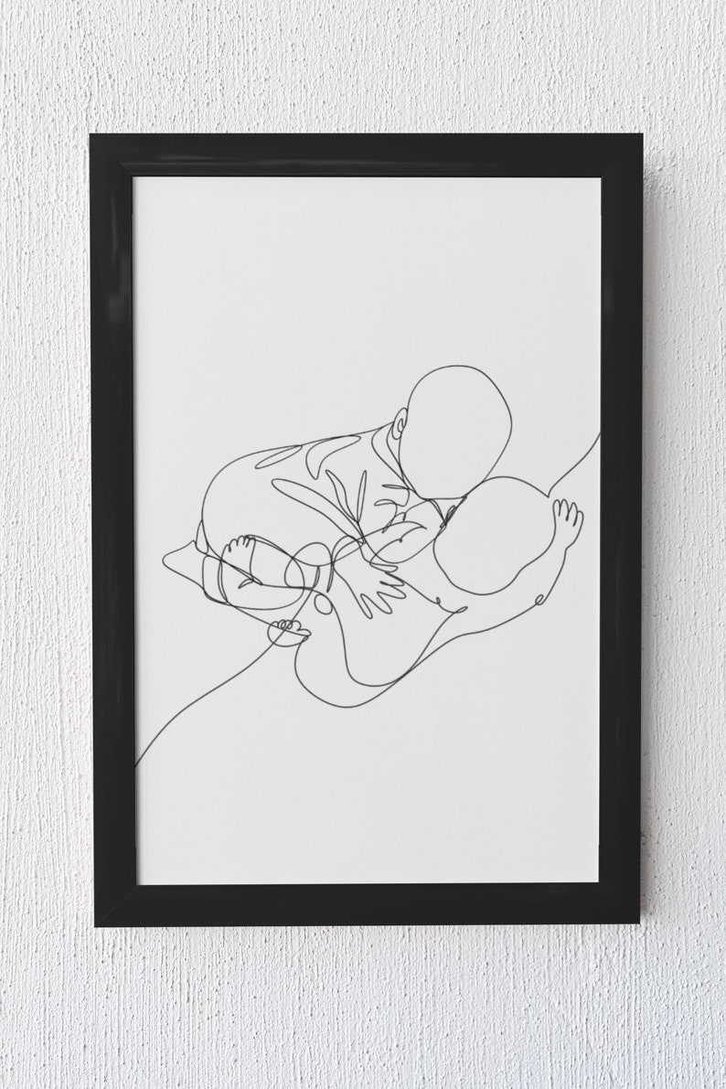 Double Trouble, Twin Babies Line Drawing, Nursery Prints, Baby Decor ...