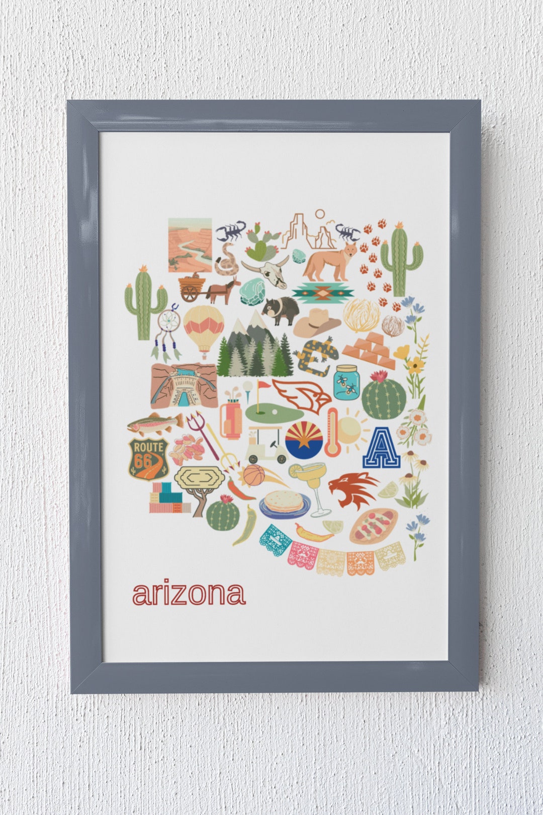 State Map Prints, Arizona Print, Home State Art, Going Away Gift ...