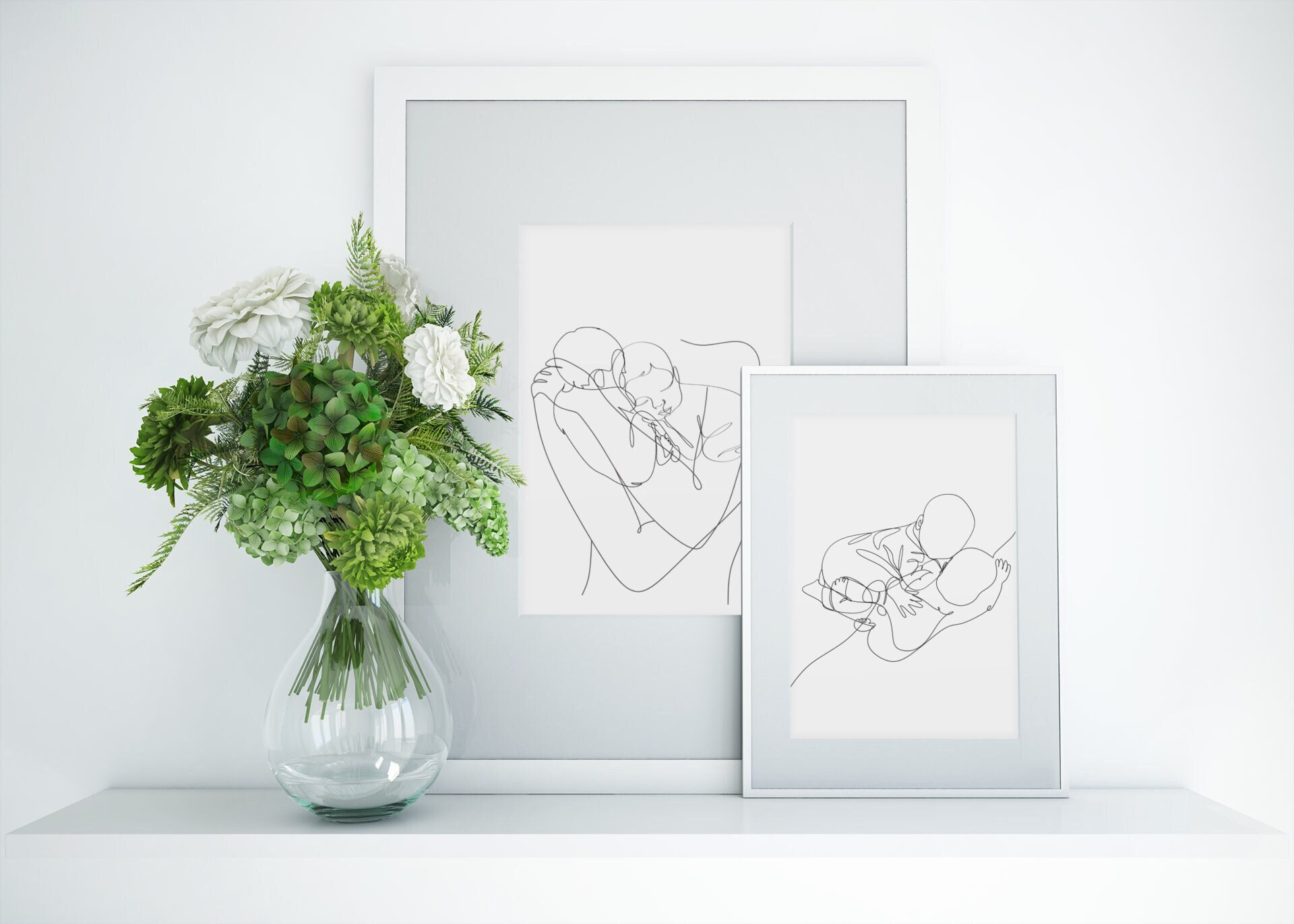 Double Trouble, Twin Babies Line Drawing, Nursery Prints, Baby Decor ...