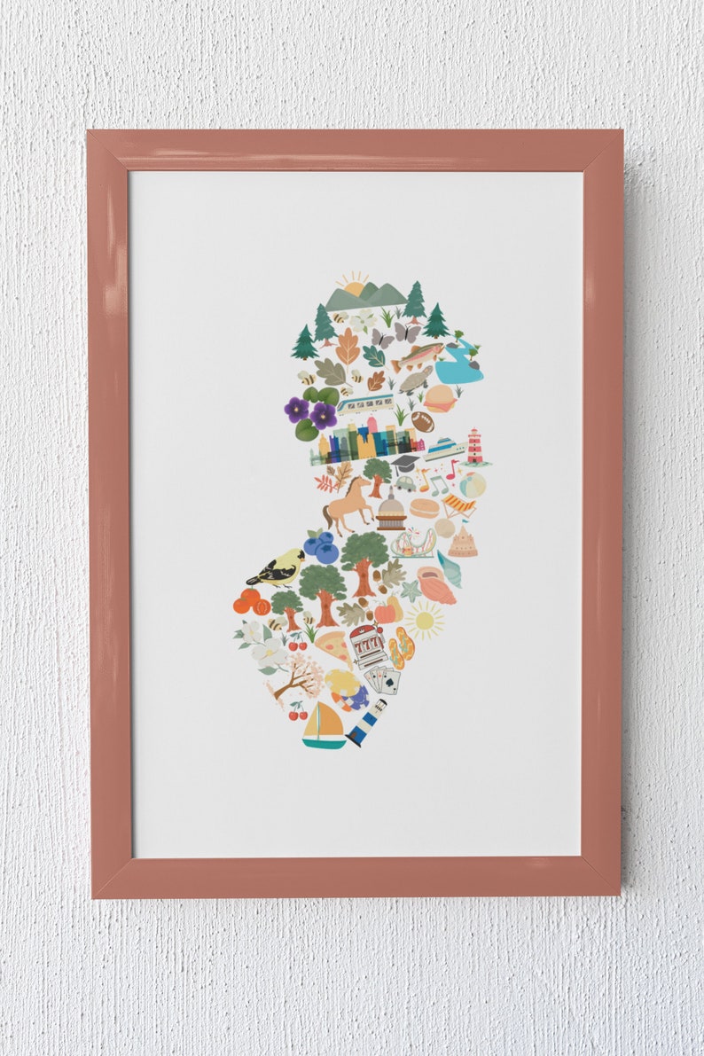State Map Prints, New Jersey Print, Home State Art, Going Away Gift ...