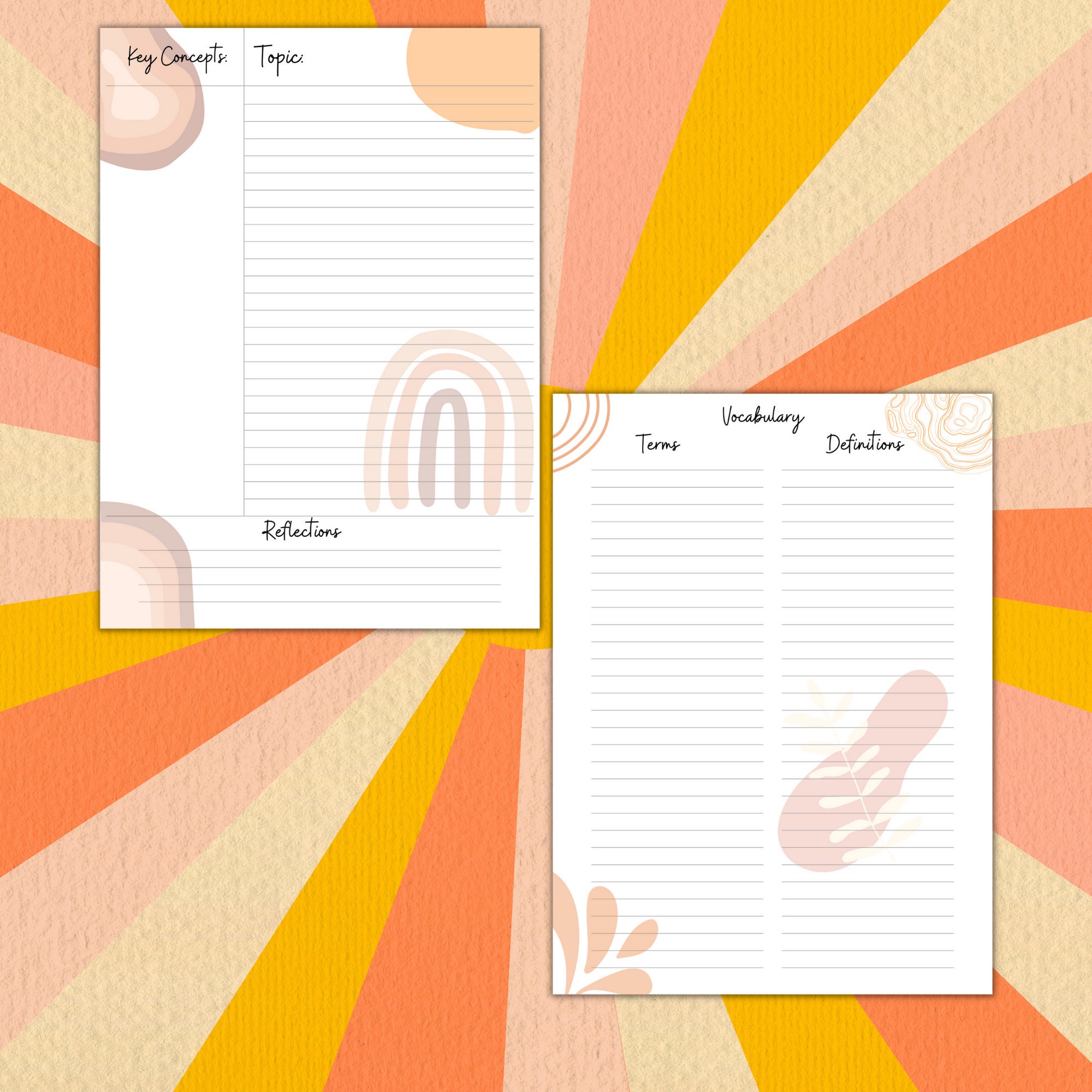 Retro Notes and Study Planner College Study Planner College Note Taking ...