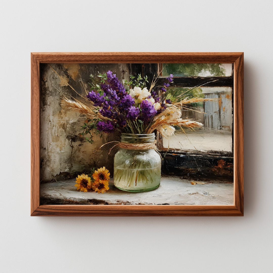 Rustic Cottagecore Still Life - Printable Lavender & Thyme Vase Art ...