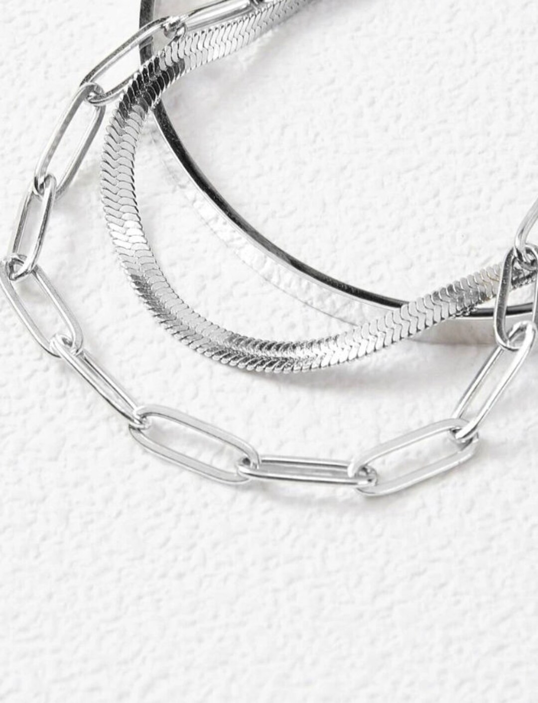 3 Piece Minimalist Silver Bracelet Set Dainty Silver Bracelet - Etsy