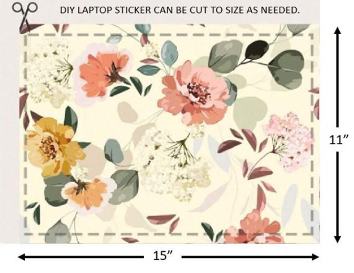 Laptop Sticker | Laptop Skin | Floral Laptop Sticker | Laptop Protector ...