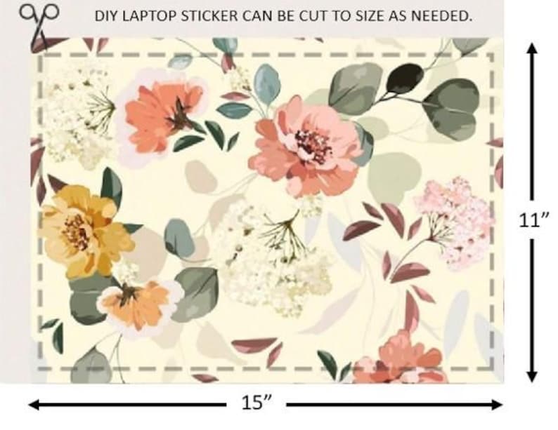 Laptop Sticker | Laptop Skin | Floral Laptop Sticker | Laptop Protector ...