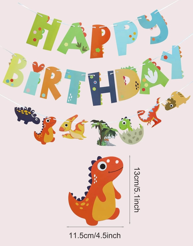 Dinosaur Happy Birthday Banner Dinosaur Theme Party - Etsy