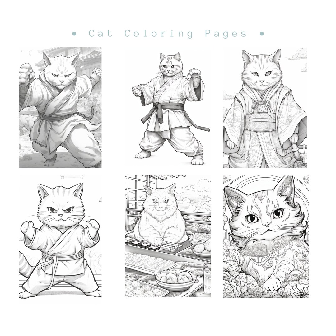 Cat-themed Coloring Pages - Etsy
