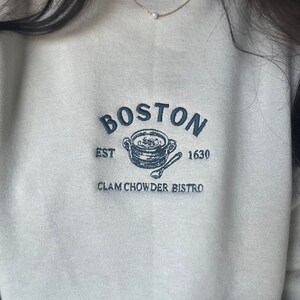 Boston Vintage Embroidered Crewneck Sweatshirt, Boston Clam Chowder ...