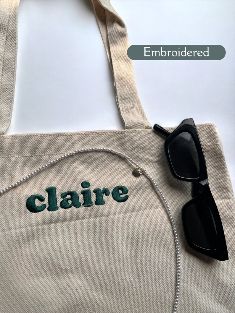 Custom Name Tote Bag, Custom Embroidered Tote Bag, Personalized Tote ...