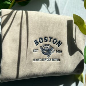 Boston Vintage Embroidered Crewneck Sweatshirt, Boston Clam Chowder ...