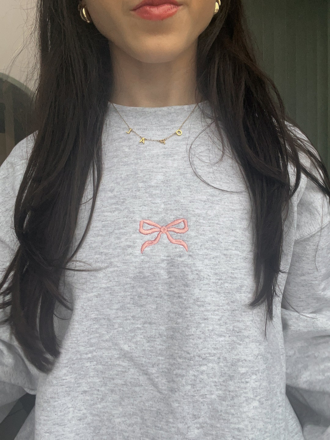 Bow Sweatshirt, Embroidered Bow Crewneck, Bow Crewneck, Coquette ...
