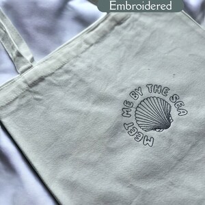 Embroidered Tote Bag, Beach Embroidered Tote Bag, Sea Shell Tote Bag ...