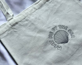 Sea Shell Embroidered Tote Bag - Etsy