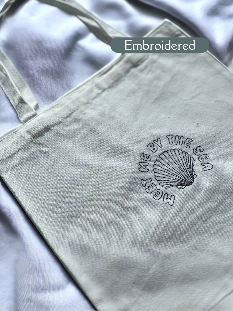 Embroidered Tote Bag Beach Embroidered Tote Bag Sea Shell - Etsy