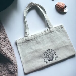 Embroidered Tote Bag, Beach Embroidered Tote Bag, Sea Shell Tote Bag ...