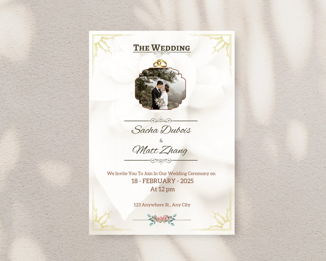 Editable Photo Wedding Invitation Editable on Canva Wedding Invite ...
