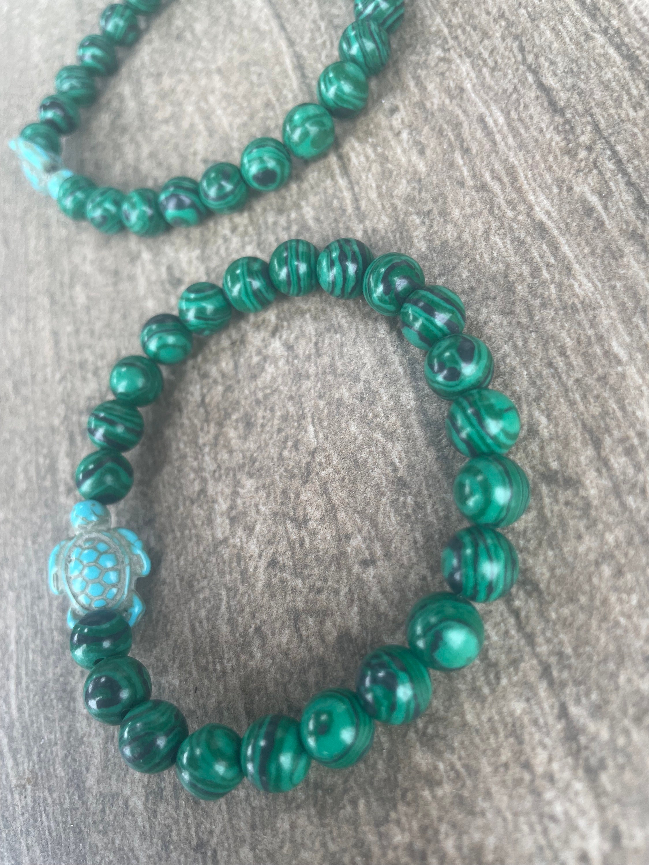 Malachite Green Crystal Sea Turtle Bracelet - Etsy