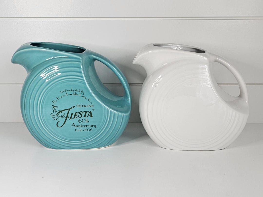 Vintage Fiestaware Disc Pitcher: Turquoise Blue or White, 1990s ...