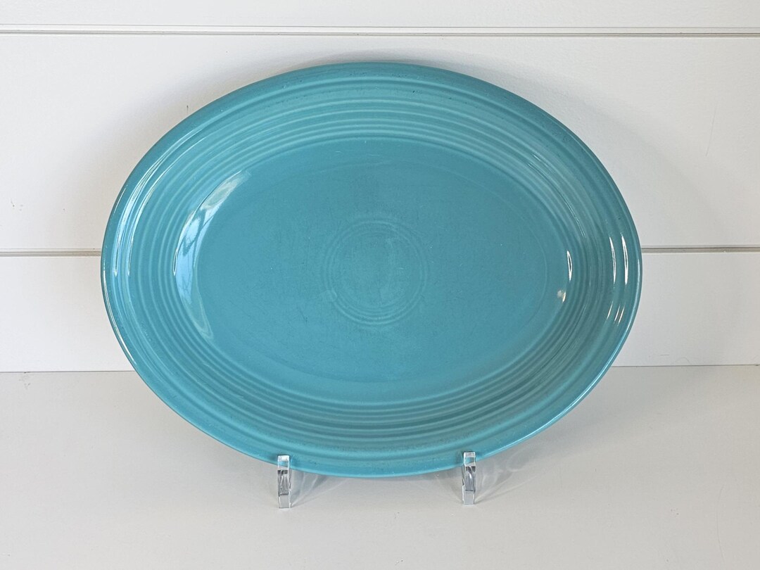 Vintage 1990's Fiestaware Oval Serving Platter 11.25 Inches, Turquoise ...